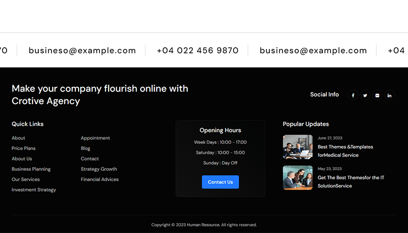 Header & Footers - TTM Business Theme