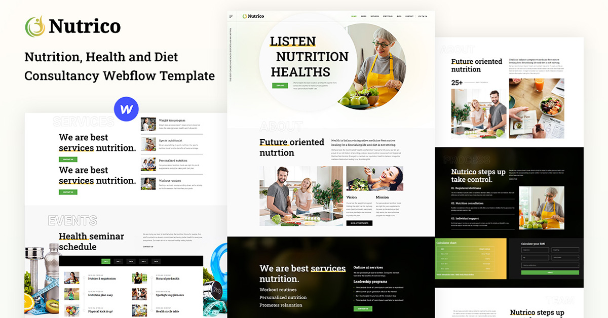 Nutrico - Stunning Nutrition Health Services Webflow Template